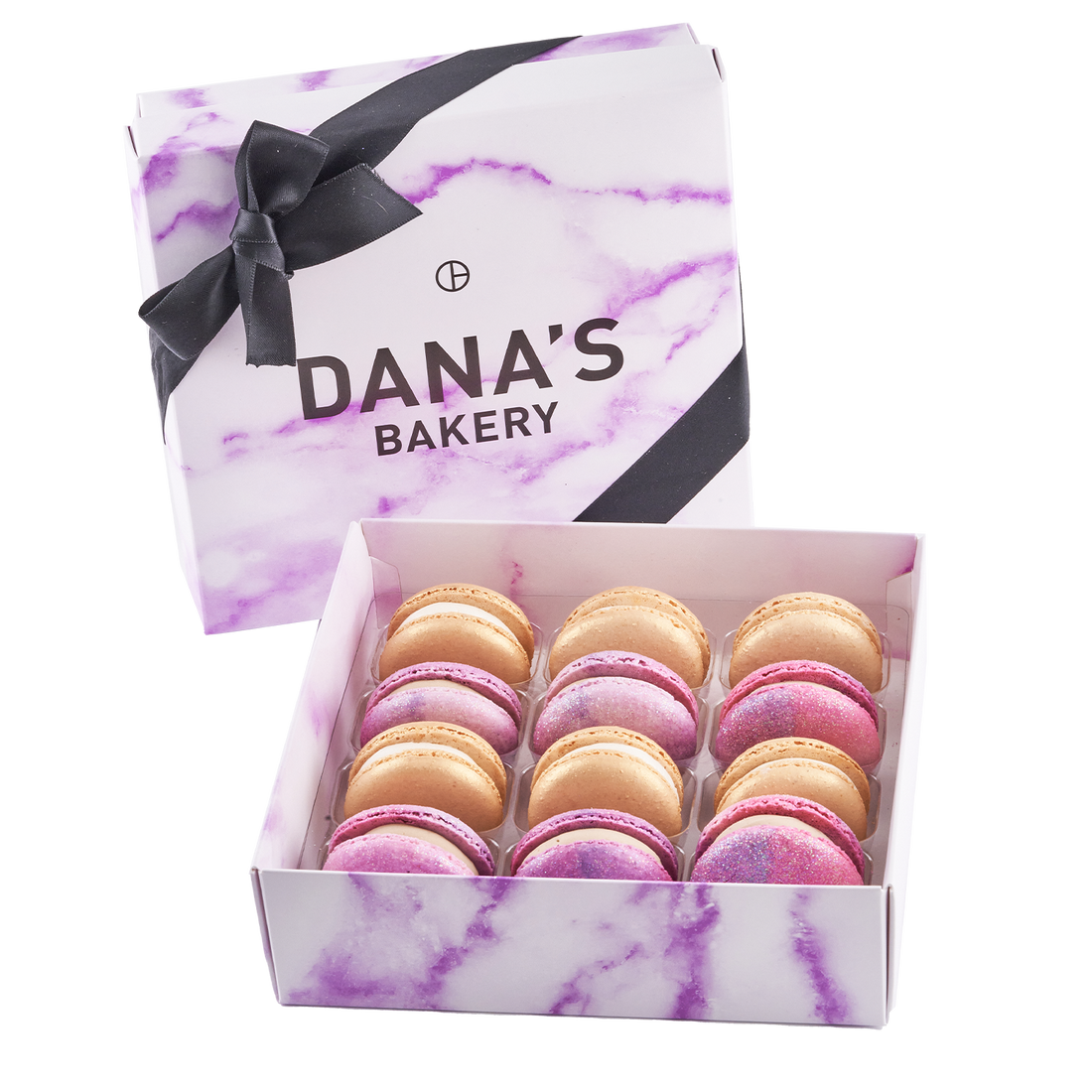 12 Macaron Variety Pack in Marble Gift Box | Dana's Bakery